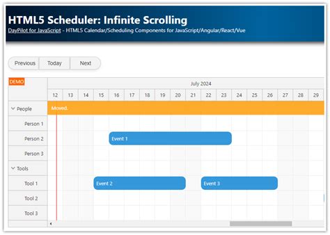asp core resource scheduling calendar open source daypilot code