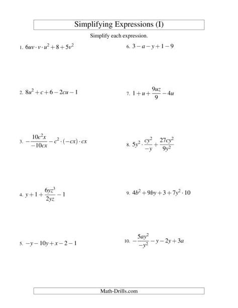 simplifying algebraic expressions with two variables and five terms all operations i