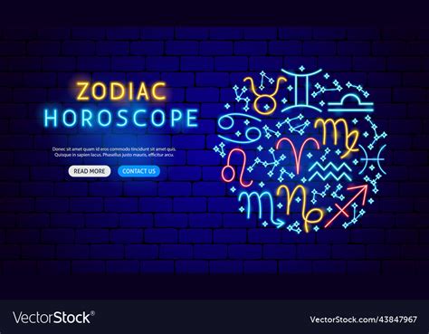 Zodiac Horoscope Neon Banner Design Royalty Free Vector