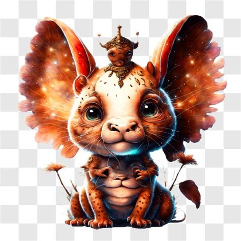 Descarga Adorable Animal de Dibujos Animados con Corona PNG En Línea