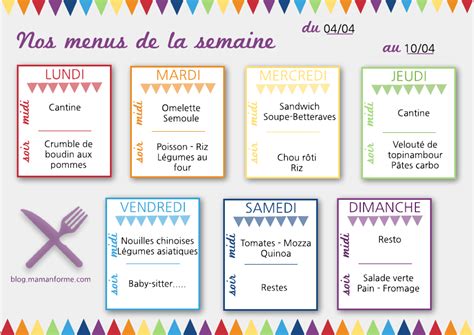 Nos idées menus pour la semaine 9 Le Journal d une Mam an Forme