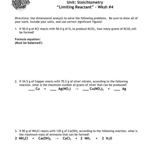 Practice Limiting Reactant Stoichiometry Worksheet Answer Key