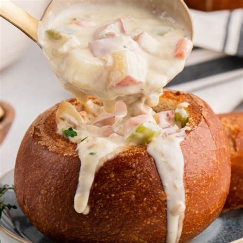 Creamy Clam Chowder In A Bread Bowl Yellowblissroad