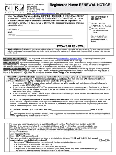 Fillable Online Dhhs Ne Division Of Public Health Registered Nurse
