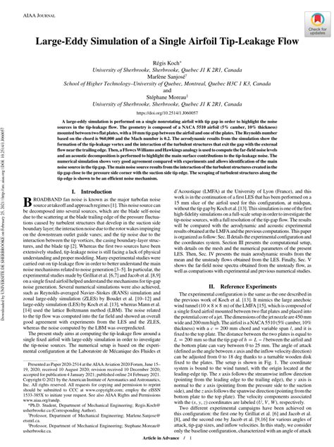 pdf large eddy simulation of a single airfoil tip leakage flow