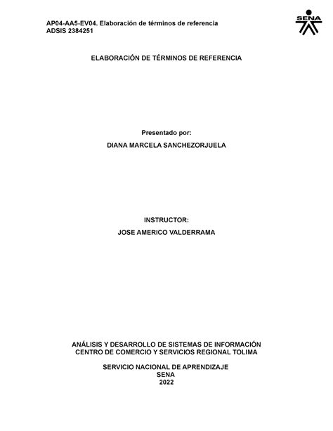 AP04 AA5 EV04 Elaboración DE Términos DE Referencia ADSIS 2384251