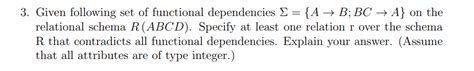 solved 3 given following set of functional dependencies Σ