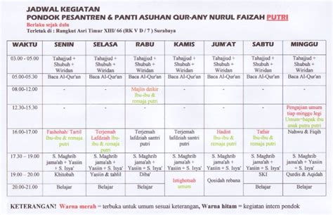 Detail Contoh Jadwal Kegiatan Pondok Pesantren Koleksi Nomer 12