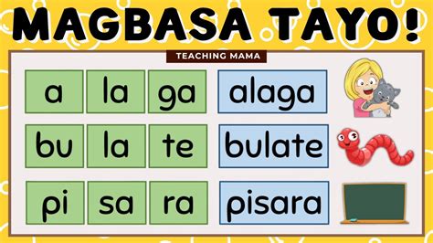 Mga Salitang May Tatlong Pantig Unang Hakbang Sa Pagbasa Ng Tagalog
