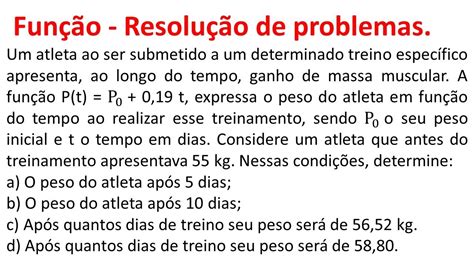 Aplicação de função na resolução de problemas Um atleta ao ser
