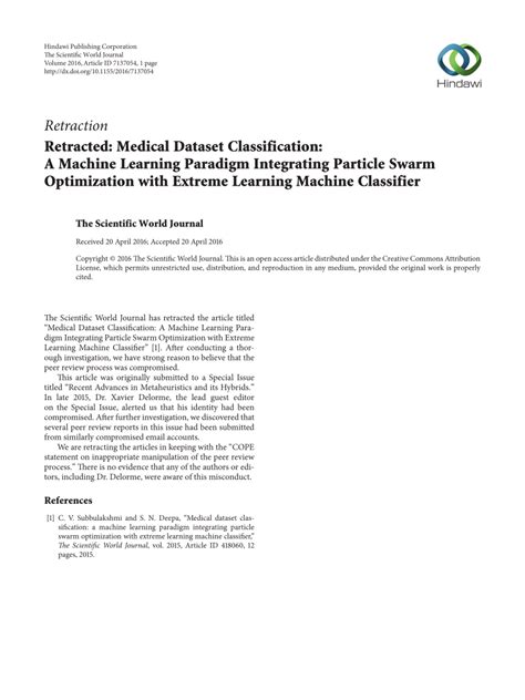 pdf retracted medical dataset classification a machine learning paradigm integrating