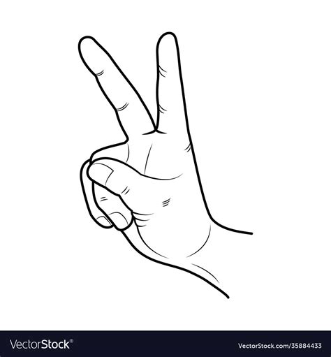 Sketch Hand With Two Fingers Up Victory Royalty Free Vector