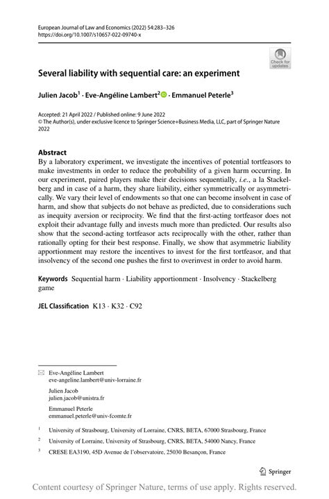 several liability with sequential care an experiment request pdf