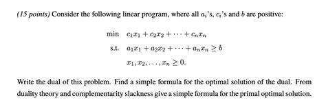 solved 15 points consider the following linear program