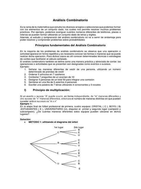 analisis combinatorio 11 pdf pdf combinatoria permutación