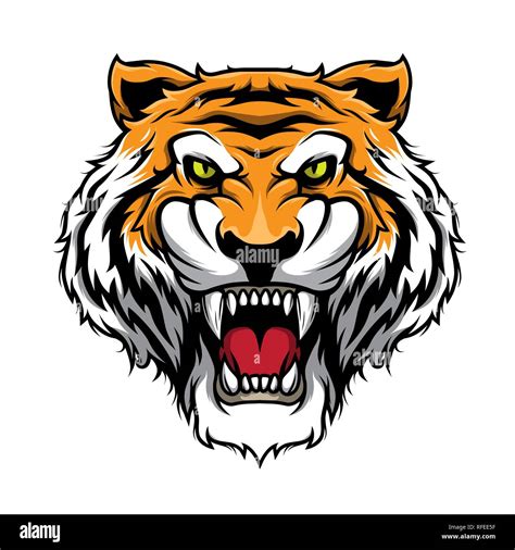 Roaring Tiger Tiger Head Mascot Illustration Vector Stock Vector Image