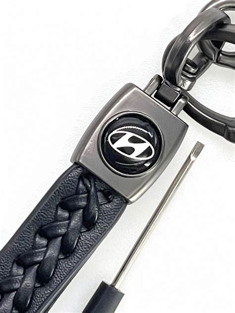 Brelok Do Kluczy Samochodowy Hyundai Metal Skóra Breloczek skórzany