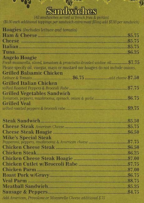 Menu At Cafe Michelangelo Philadelphia
