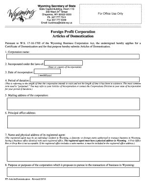Fillable Online FP ArticlesDomestication Fax Email Print PdfFiller