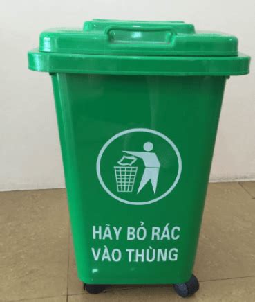 THÙNG RÁC NHỰA 30LIT MÀU XANH CÓ BÁNH XE Ngành Môi trường