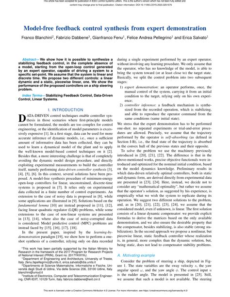 pdf model free feedback control synthesis from expert demonstration