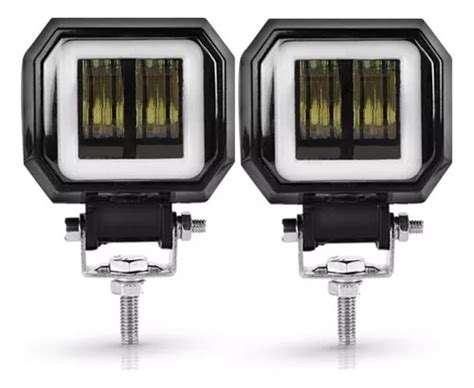 Par Faros 2 Hiper Led 20w Lupa 7d Ojo De Ángel Gel Rojo Fijo Cuotas