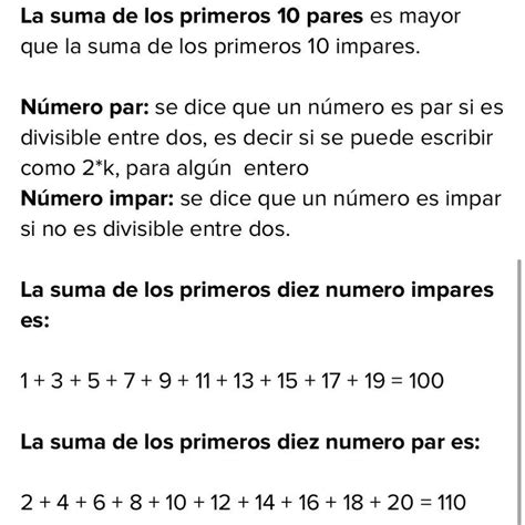 Decide qué es mayor entre la suma de los primeros diez números impares
