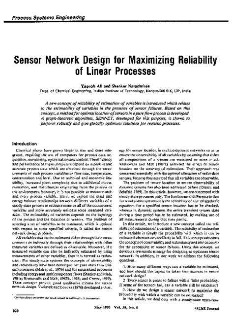 pdf sensor network design for maximizing reliability of linear processes yaqoob ali