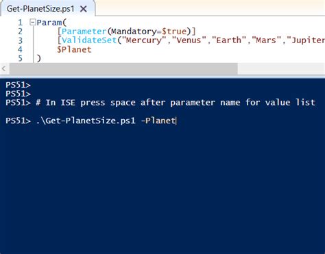powershell validateset tab completion and parameter values