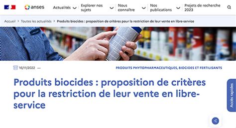 Produits biocides critères pour la restriction de vente Qualité