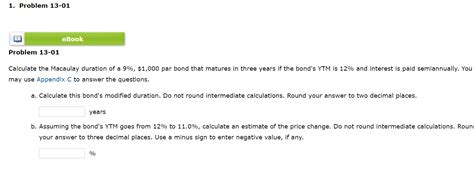 solved calculate the macaulay duration of a 9 1 000 par
