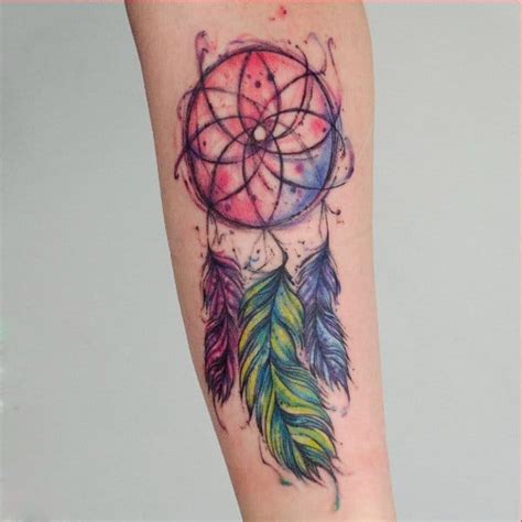 Colorful Dreamcatcher Tattoos On Ribs