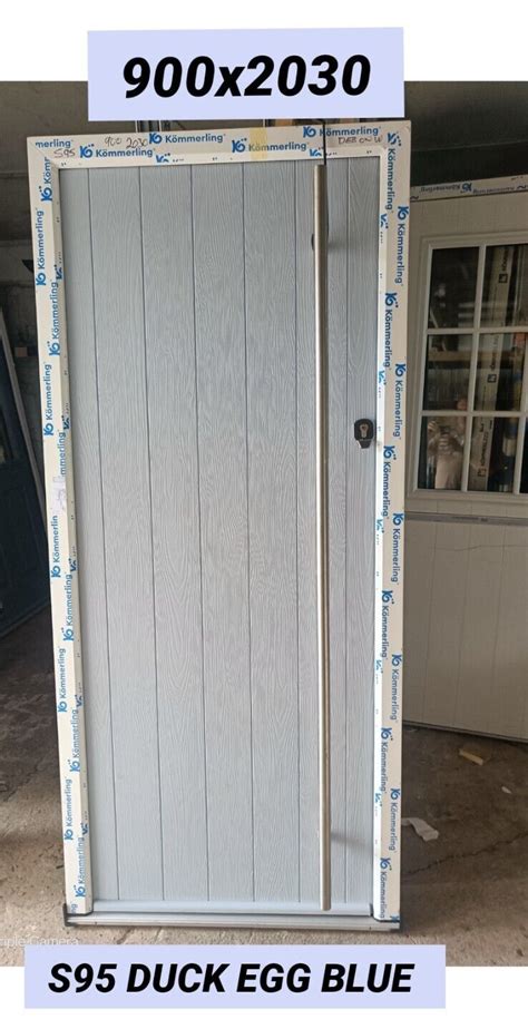 NEW SOLIDOR ANCONA DUCK EGG BLUE COMPOSITE DOOR IN WHITE FRAME 900 X