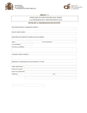 Fillable Online Anexo 1 1 Formulario De Participaci N En El Premio A