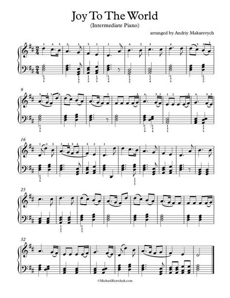 Free Piano Arrangement Sheet Music Joy To The World Michael Kravchuk
