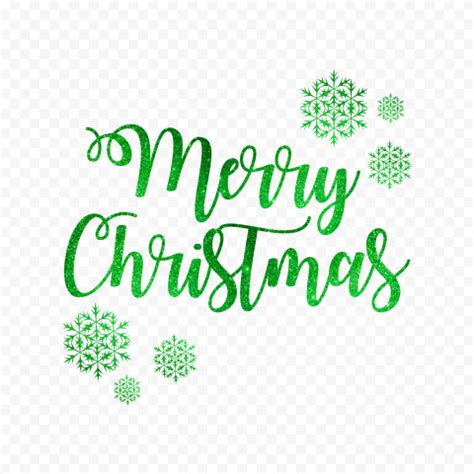 HD Green Glitter Merry Christmas Text Logo With Snowflakes PNG Citypng