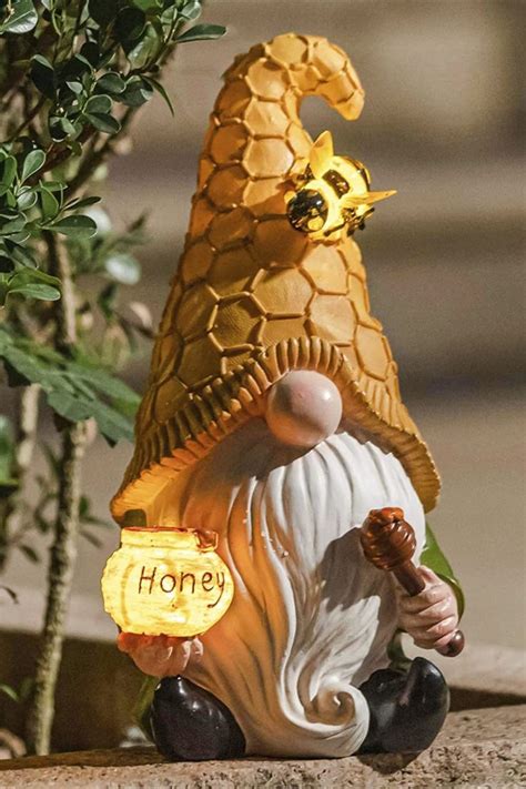 La Jolie Muse Solar Gnomes Garden Statues Resin Bee Garden