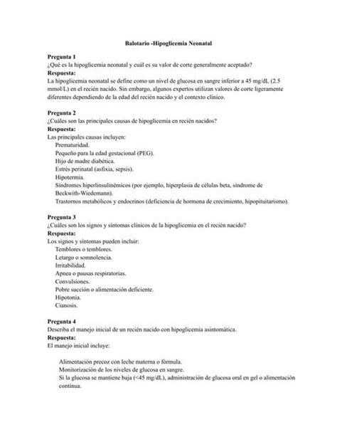 Balotario Hipoglicemia Neonatal Linda Milena León Gómez uDocz