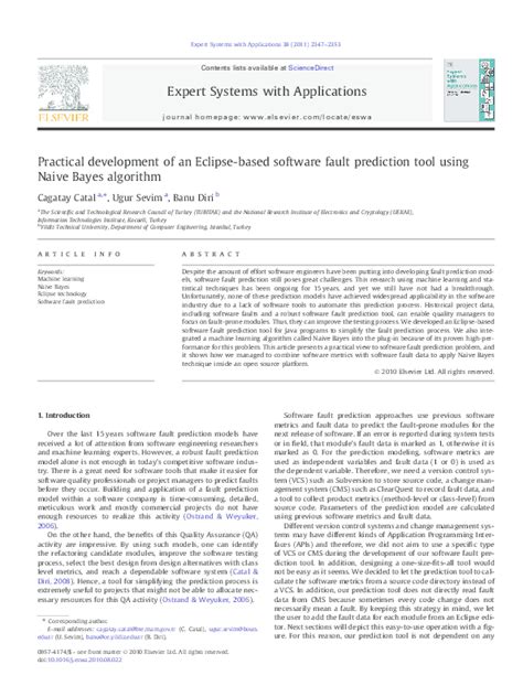 pdf practical development of an eclipse based software fault prediction tool using naive bayes