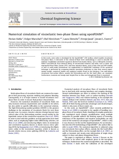 pdf numerical simulation of viscoelastic two phase flows using openfoam holger marschall