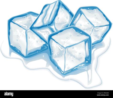 Four Blue Melting Ice Cubes In Vector Stock Vector Image Art Alamy