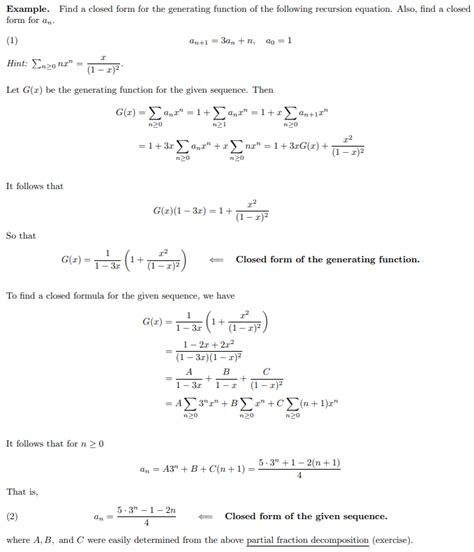 solved example find a closed form for the generating