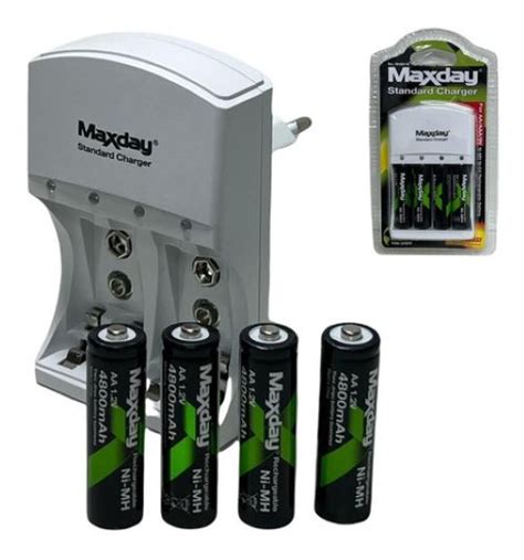 Ripley KIT CARGADOR DE PILAS 4 PILAS DOBLE A DE 4800 MAH MAXDAY