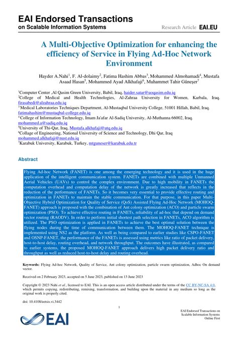 pdf eai endorsed transactions on scalable information systems a multi objective optimization