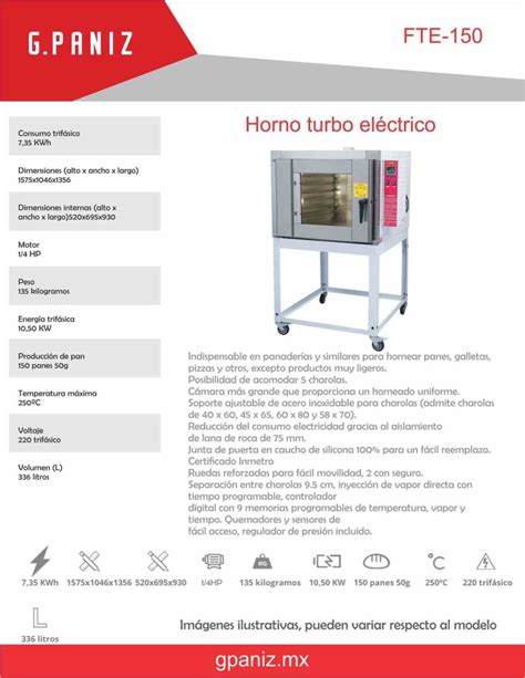 Horno Convección FTE 300 Gpaniz Gpaniz México
