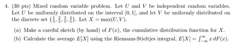 solved 4 30 pts mixed random variable problem let u and
