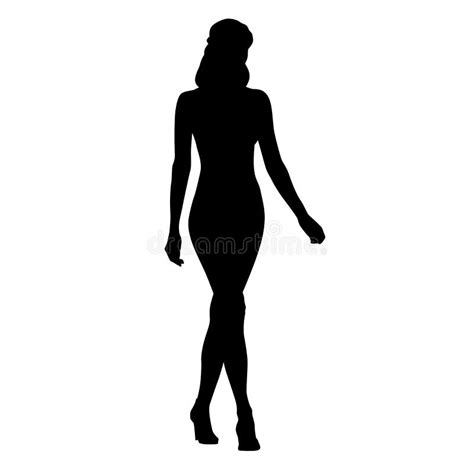 Woman With Long Hair Walking Forward Isolated Vector Silhouette