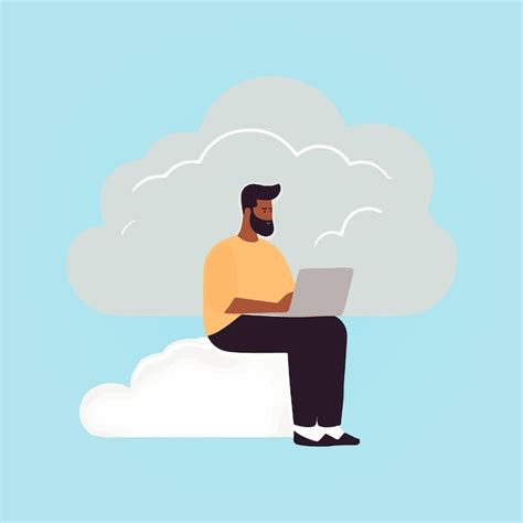 Premium Vector Man Sitting On Cloud Working On Laptop
