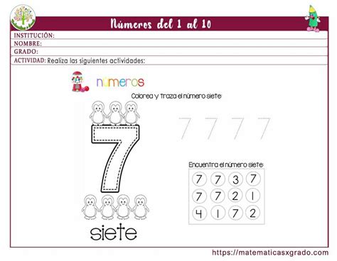 Fichas de números del 1 al 10 para imprimir en pdf