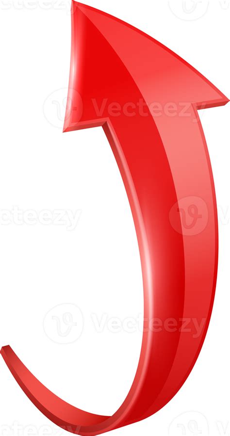 D Curve Red Arrow Png